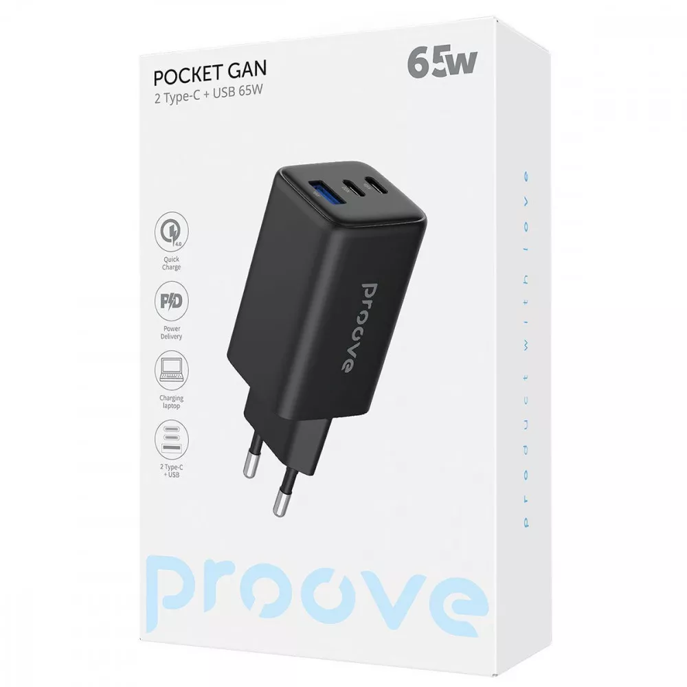 МЗП Proove Pocket GaN 65W (2Type-C + USB) 60068 - Ncase, Україна
